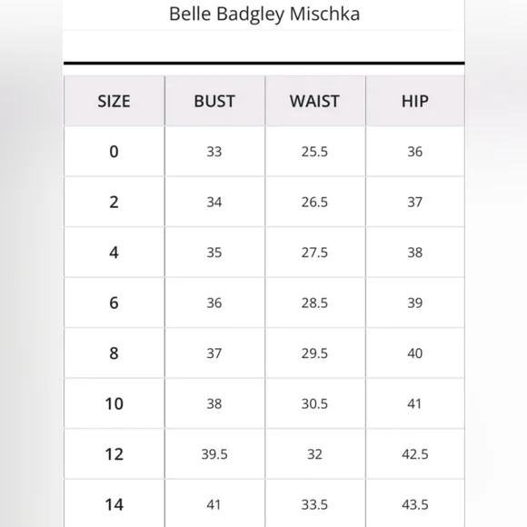 Badgley Mischka Size Chart